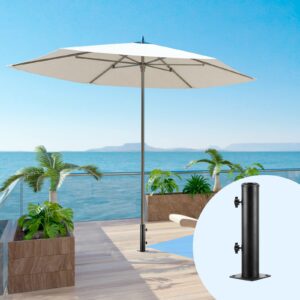 Dunzy 2 Pack Outdoor Deck Umbrella Mount Bracket Patio Umbrella Base Flag Pole Holder Stand with Umbrella Sleeves and Screws Replacement Parts for Dock Backyard Balcony Table Outside