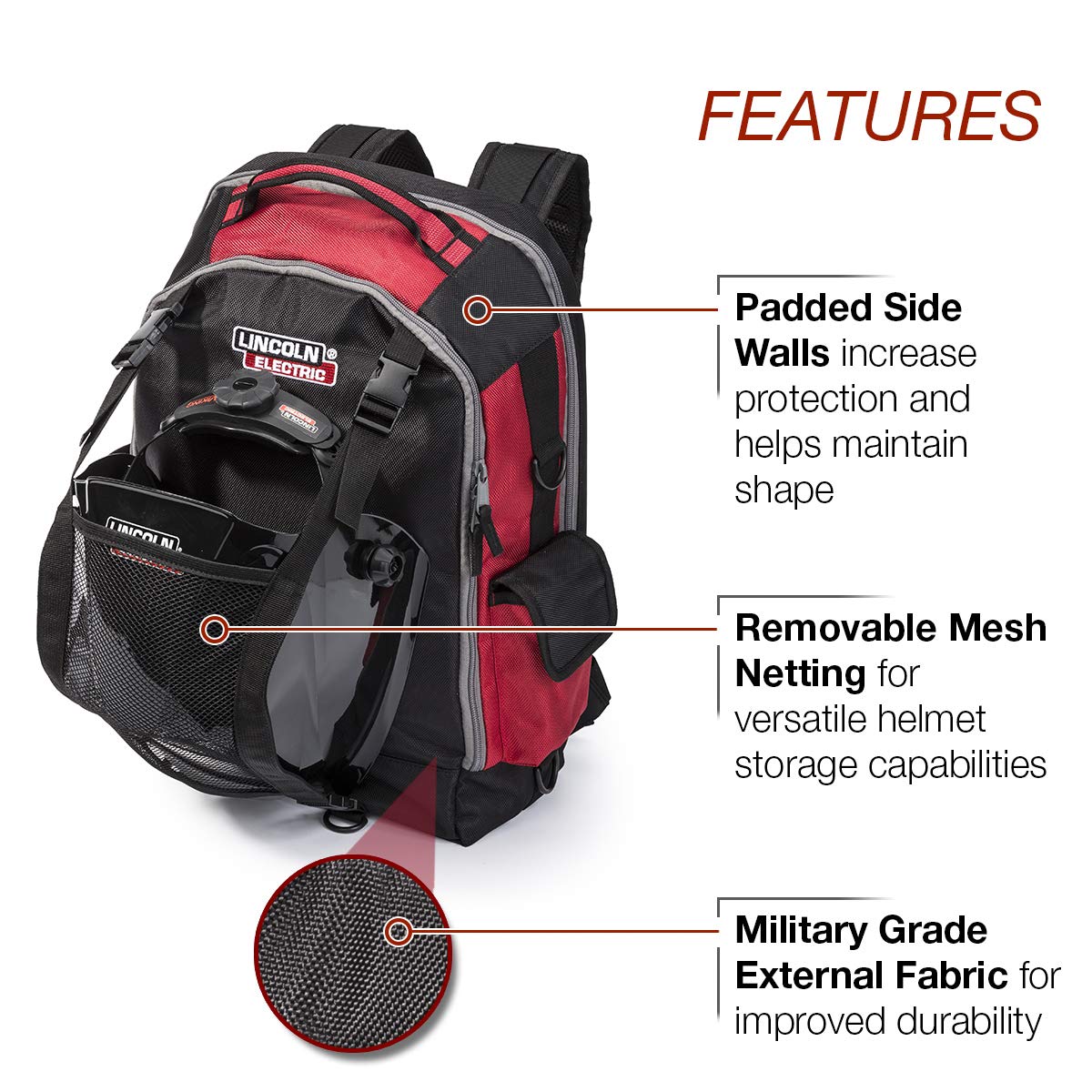 Lincoln Electric Welders All-in-One Backpack | Tool,PPE and Electronics Storage | Adjustable External Storage Net | K3740-1 & KH813 Black One Size Flame-Resistant Welding Sleeves