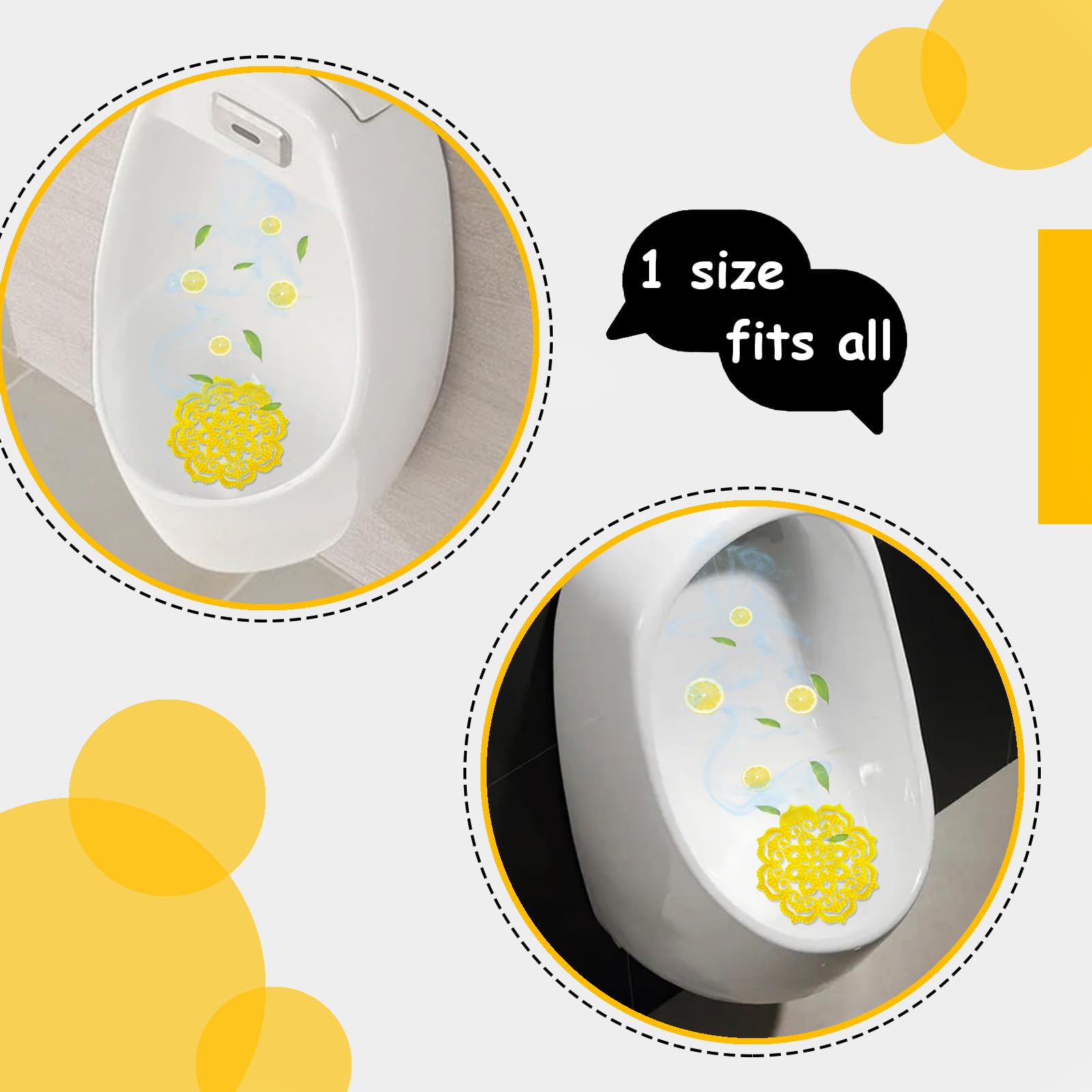 Zydiwo 10 Pack Urinal Screens Deodorizer Premium Urinal Cake Anti-Splash and Anti-Clogging Lasting Odor Freshener Ideal for Schools Bathrooms Restrooms Office Restaurants (Lemon-Yellow)