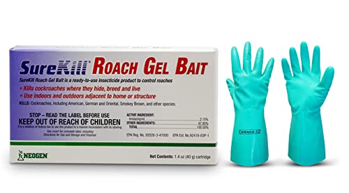 Neogen Sure Kill Roach Gel Bait- Roach Killer Indoor Infestation- Kill Roaches Indoor and Outdoor- Perfect Household Solution- Available with Premium Quality Centaurus AZ Gloves- 40 Gram