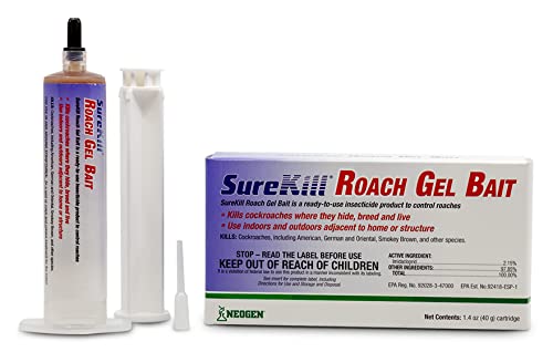 Neogen Sure Kill Roach Gel Bait- Roach Killer Indoor Infestation- Kill Roaches Indoor and Outdoor- Perfect Household Solution- Available with Premium Quality Centaurus AZ Gloves- 40 Gram