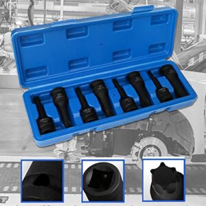 Impact Torx Socket Set 8 Pieces, T30 T40 T45 T50 T55 T60 T70 T80 Cr-Mo Impact Grade, 1/2" Drive Torx Bit Socket Set with Case