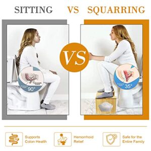 Squatting Toilet Stool, Bamboo 8 Inch Toilet Potty Stool, Foldable Bathroom Poop Stool with Non-Slip Mat for Adults Children