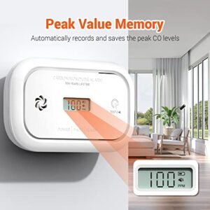 Jemay Carbon Monoxide Detector Alarm, CO Detector with Digital LCD Display, Replaceable Battery Carbon Monoxide Detectors for Home and Depot, 3 LED Lights Carbon Monoxide Alarm, 1-Pack