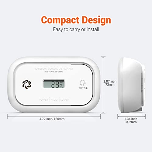 Jemay Carbon Monoxide Detector Alarm, CO Detector with Digital LCD Display, Replaceable Battery Carbon Monoxide Detectors for Home and Depot, 3 LED Lights Carbon Monoxide Alarm, 1-Pack