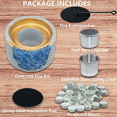 Concrete Tabletop Fire Pit Bowl - Smores Maker Tabletop Indoor Fire Pit Table Top Firepit Mini Fire Pit Smokeless Fire Pit Alcohol Fire Pit Tabletop Portable Fire Pit Mini Fire Pit House Warming Gift…