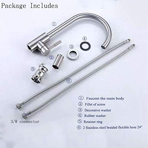 Kitchen Sink Faucet Mix The Faucet for Single Handle Hot and Cold 304 Stainless Steel Kitchen & Bath Fixtures Faucet Brushed Nickel Finished