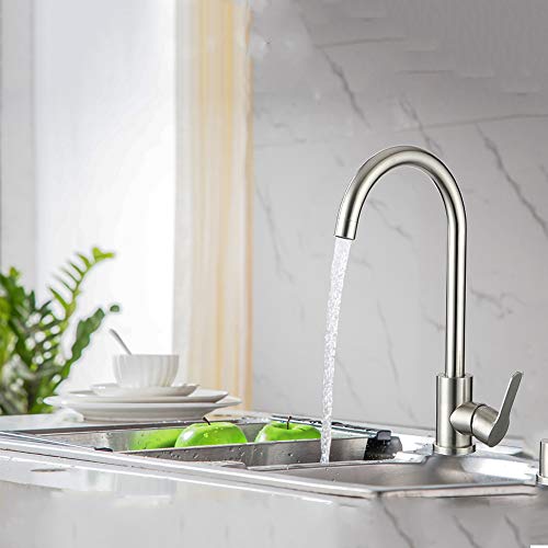 Kitchen Sink Faucet Mix The Faucet for Single Handle Hot and Cold 304 Stainless Steel Kitchen & Bath Fixtures Faucet Brushed Nickel Finished