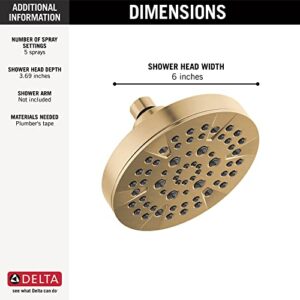 DELTA FAUCET FAUCET 5-Spray Gold Shower Head, DELTA FAUCET Shower Head Gold, Showerheads, Brushed Gold Shower Head, 1.75 GPM Flow Rate, Champagne Bronze 52535-CZ