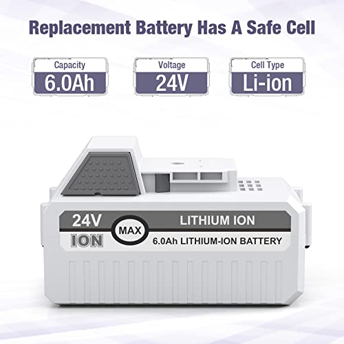 C D H 6000mAh 24VBAT-LTE Replacement Lithium-iON Battery for Snow Joe+Sun Joe 24V Battery Series 24BAT-LTX/LTW/LTE/LT/XR Pro