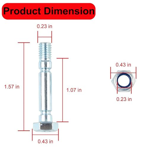 Multisland Two Stage Snow Blower Shear Pins Bolts and Nuts Set 303160355P / 303160355 Replacement Parts for PowerSmart Snow Blower(12 Pcs)