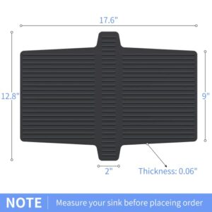 Bligli Silicone Sink Divider Mat, Large Durable Sink Saddle Pad with No Suction Cup, Kitchen Divided Sink Protector Mat for Glassware Dishes, Easy to Clean and No Smell, 12.8" x 17.6" (Black,1 PACK)