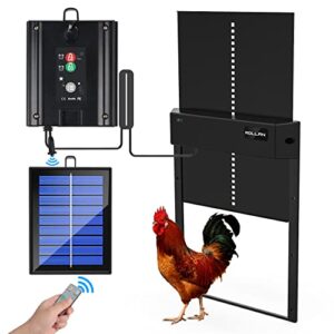 mollan automatic chicken coop door - solar powered auto chicken door opener with timer & light sensor, waterproof & full aluminum predator resistant chicken coop door for poultry, fit for home & farm