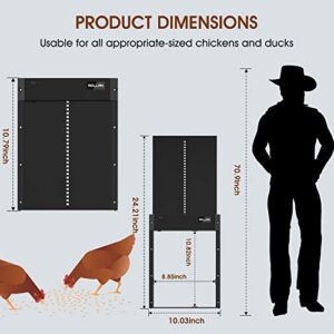 Mollan Automatic Chicken Coop Door - Solar Powered Auto Chicken Door Opener with Timer & Light Sensor, Waterproof & Full Aluminum Predator Resistant Chicken coop Door for Poultry, Fit for Home & Farm