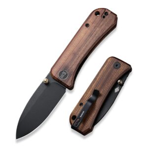 weknife banter pocket knife for edc, ben petersen folding knife with 2.9" cpm s35vn steel blade cuibourtia wood handle, titanium thumb stud opener 2004k (wood)