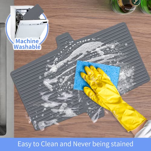 Bligli Silicone Sink Divider Mat, Large Durable Sink Saddle Pad with No Suction Cup, Kitchen Divided Sink Protector Mat for Glassware Dishes, Easy to Clean and No Smell, 12.8" x 17.6" (Grey,1 PACK)