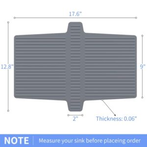 Bligli Silicone Sink Divider Mat, Large Durable Sink Saddle Pad with No Suction Cup, Kitchen Divided Sink Protector Mat for Glassware Dishes, Easy to Clean and No Smell, 12.8" x 17.6" (Grey,1 PACK)