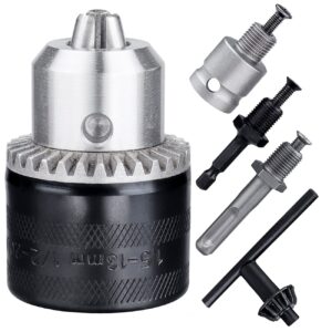 ganyee 1.5-13mm keyed drill chuck adapter kit 1/2"-20unf with sds-plus shank 1/4" hex shank 1/2" socket square female adapter fits rotary hammer/impact wrench/impact screwdriver