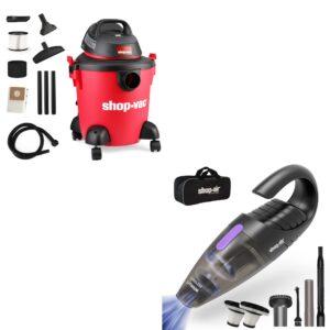 shop-vac 5 gallon 2.0 peak hp wet/dry vacuum+shop·air car vacuum cordless, purple