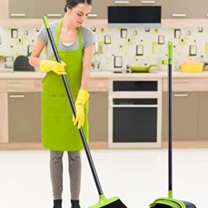 Broom with Dustpan Combo Set,54'' Long Handle Broom and Dustpan Set,Broom and Dustpan Set for Home,Collapsible Broom and Dustpan Set for Lobby Office Kitchen Sweeping