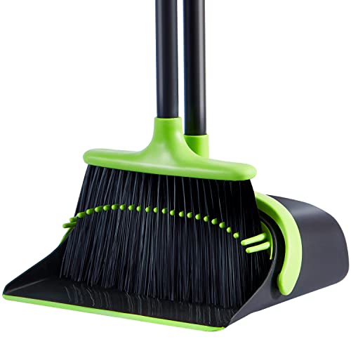 Broom with Dustpan Combo Set,54'' Long Handle Broom and Dustpan Set,Broom and Dustpan Set for Home,Collapsible Broom and Dustpan Set for Lobby Office Kitchen Sweeping