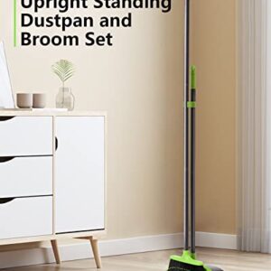 Broom with Dustpan Combo Set,54'' Long Handle Broom and Dustpan Set,Broom and Dustpan Set for Home,Collapsible Broom and Dustpan Set for Lobby Office Kitchen Sweeping