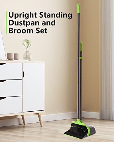 Broom with Dustpan Combo Set,54'' Long Handle Broom and Dustpan Set,Broom and Dustpan Set for Home,Collapsible Broom and Dustpan Set for Lobby Office Kitchen Sweeping