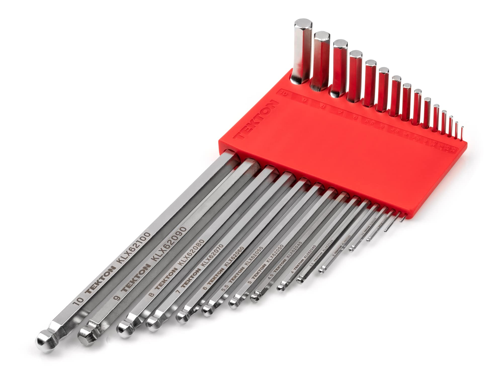 TEKTON Ball End Hex Key Set, 15-Piece (1.3-10 mm) with Holder | KLX91201