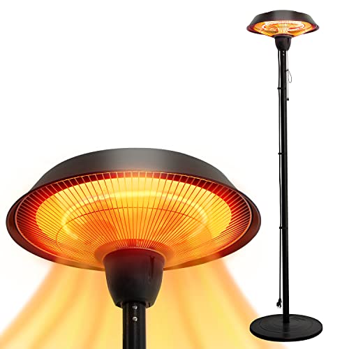 Indoor/Outdoor Infrared Electric Patio Heater - 1500W with Tip-Over Protection and Easy Assembly, Waterproof for Garden, Balcony & Garage Use, Perfect for BBQs and Outdoor Parties! (EPH-BLK)