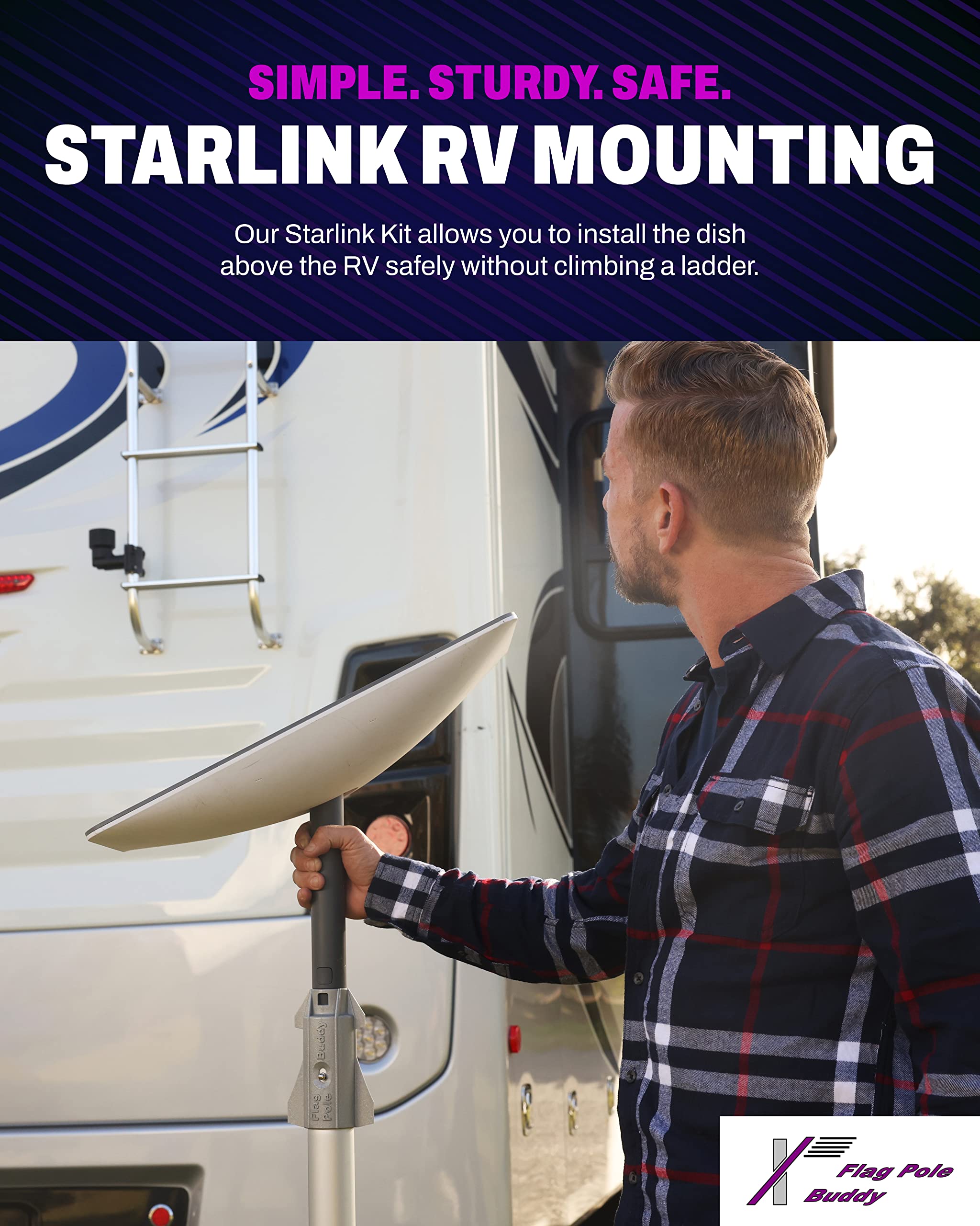 FlagPole Buddy Starlink 2nd Generation Compatible Mounting Kit for RV