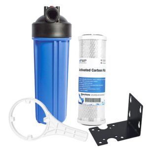 Water Filtration System with 3/4" Blue Housing and Activated Carbon Filter Removes Chlorine, Taste, and Odor