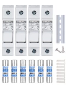 dihool 30 amp inline fuse for solar connector, 4pcs solar fuses holder, din rail solar panel fuse