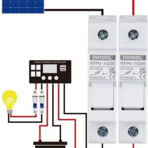 DIHOOL 30 Amp Inline Fuse for Solar Connector, 4pcs Solar fuses Holder, DIN Rail Solar Panel Fuse