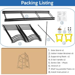 ULTRAHOME 5 Gallon Water Bottle Rack Storage, 5-TIRE Water Bottle Holder Organizer, 5 Gal Water Bottle Jug Rack for 10 of 5 Gallon Water Bottle, High-Purity Q345 Steel Material