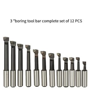 Carbide Boring Head MT3 Shank 12pcs 3" Boring Bar Ordinary Machine Milling Cutter Set