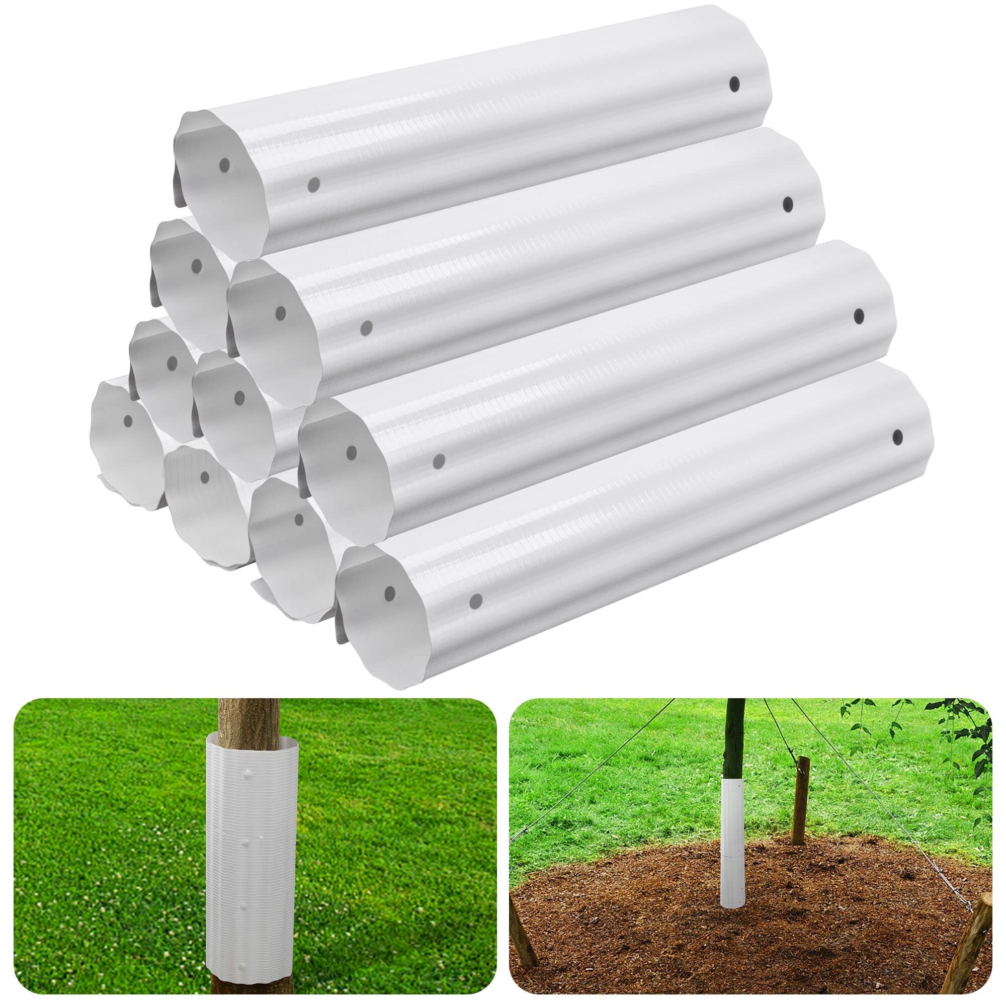 10pcs Tree Guard Protectors,Expandable Tree Trunk Protector,Grow Tubes Around Trunk Bark to Protect Various Size Trees from Weed whackers, Trimmers, and Animals