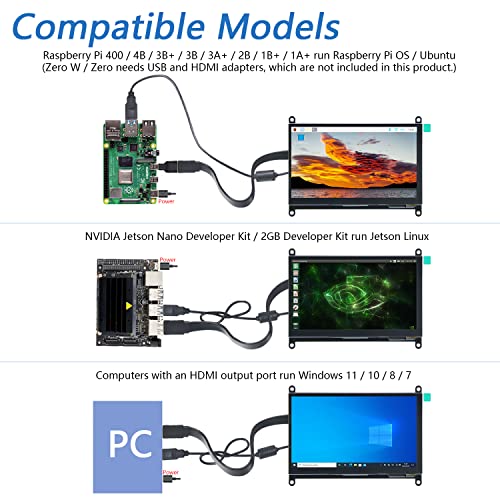 FREENOVE 7 Inch HDMI Touchscreen Monitor for Raspberry Pi Jetson Nano PC (No Shell), 1024x600 Pixel IPS Display, 5-Point Touch Capacitive Screen