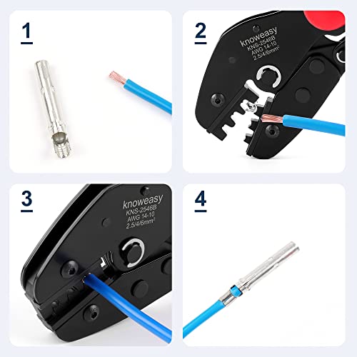 Solar Crimping Tool,Knoweasy KNS-2546 Solar Connector Crimper Used for 2.5/4/6mm² (14-10awg) Solar Panel PV Cables