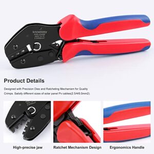 Solar Crimping Tool,Knoweasy KNS-2546 Solar Connector Crimper Used for 2.5/4/6mm² (14-10awg) Solar Panel PV Cables