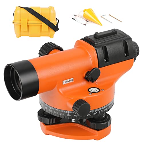 Automatic Optical Level 32X with Self-Leveling Magnetic Dampened Compensator and Transport Lock, Height/Distance/Angle Measuring Tool 393Ft of 3/10" at 100Ft Leveling Accuracy IP54 Waterproof