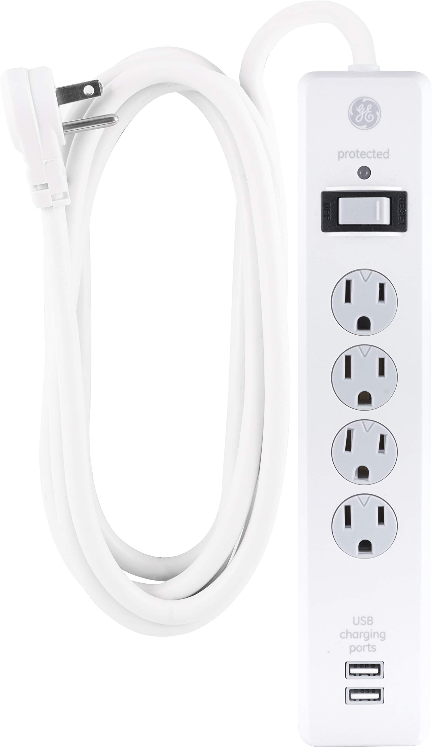 GE Surge Protector Bundle with 4 Outlets, 2 USB Ports, 10ft Cord and 6 Outlets