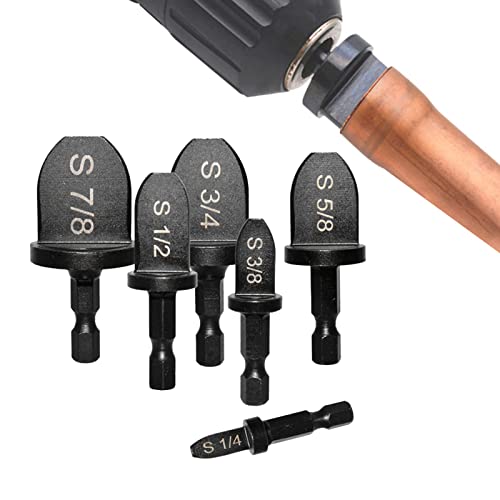 6PCS HVAC Swaging Tool, HVAC Repairing Set Air Conditioner Copper Tube Expander Drill Bit Soft Copper tubing Tool bit with 1/4''， 3/8''，1/2''， 5/8''，3/4''，7/8'' Bits (6 Pcs)