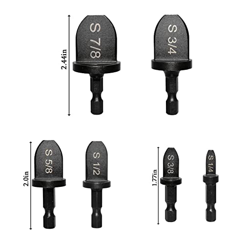 6PCS HVAC Swaging Tool, HVAC Repairing Set Air Conditioner Copper Tube Expander Drill Bit Soft Copper tubing Tool bit with 1/4''， 3/8''，1/2''， 5/8''，3/4''，7/8'' Bits (6 Pcs)