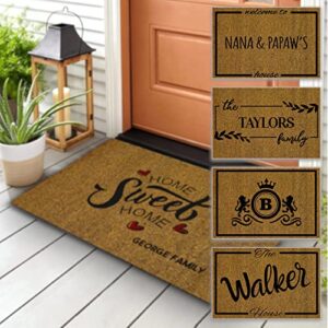 trendshopic personalized doormat for home entrance, custom welcome doormat, front door mat for outdoor decor, housewarming gift, wedding gifts for couple, 3 sizes