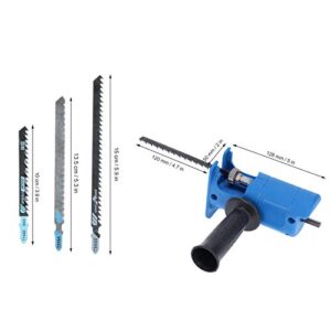 Reciprocating Saw Attachment, Portable Reciprocating Saw Adapter Electric Drill Modified Tool Jig Saw Attachment Hand Tools with 3 Saw Blades for Wood Metal Plastics Cutting