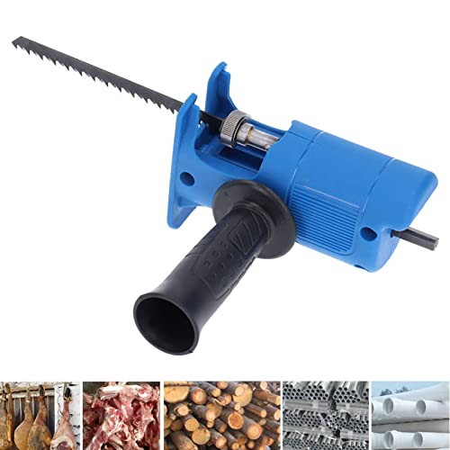 Reciprocating Saw Attachment, Portable Reciprocating Saw Adapter Electric Drill Modified Tool Jig Saw Attachment Hand Tools with 3 Saw Blades for Wood Metal Plastics Cutting