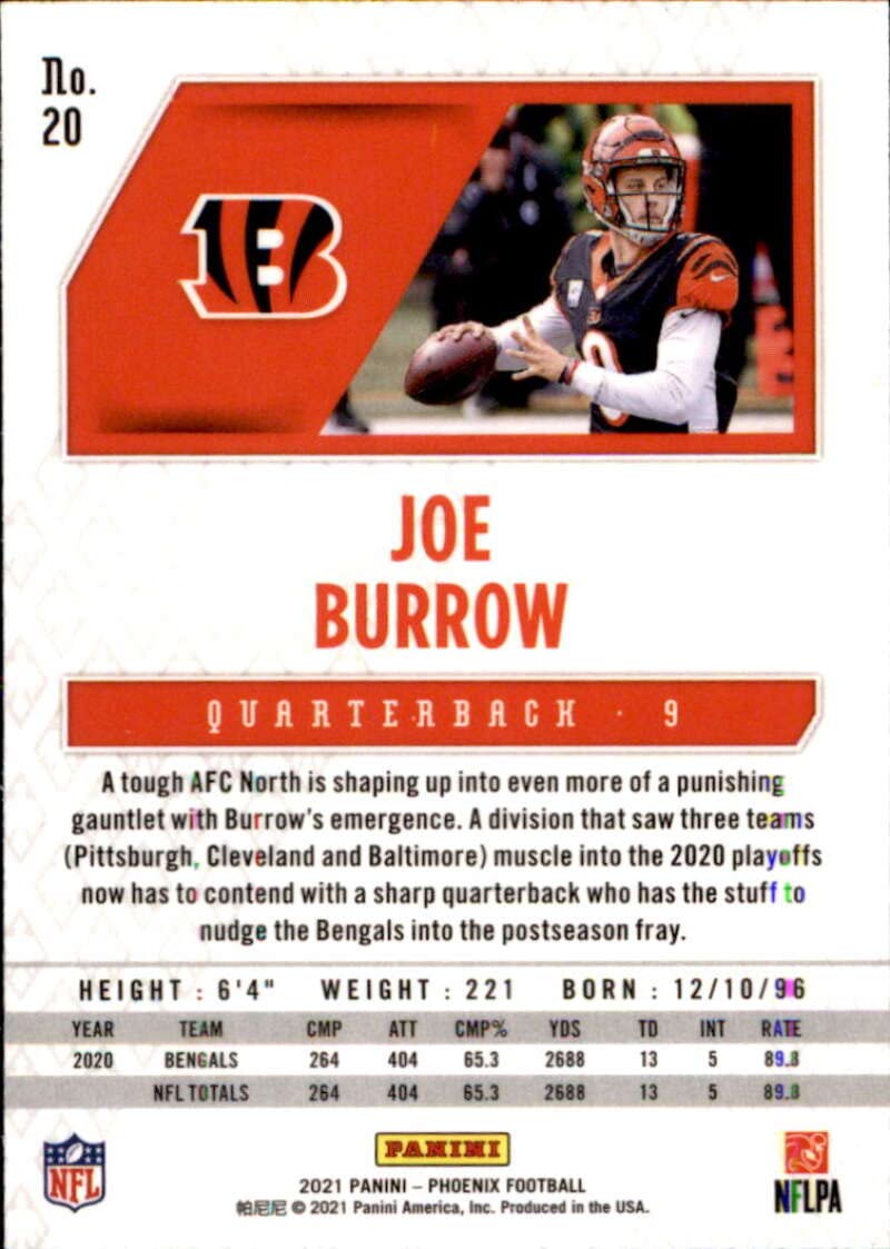 Football NFL 2021 Panini Phoenix Fire Burst #20 Joe Burrow Bengals