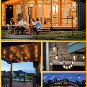 Brightown 52FT S14 Outdoor String Lights -Shatterproof Patio Lights with Waterproof Porch Hanging Lights Commercial Grade Outside Light for Cafe, Bistro, Garden, Backyard