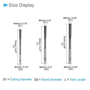 CoCud Chucking Reamers Set, 4mm 5mm 6mm 8mm 10mm 12mm Diameter H7, Milling Cutter - (Applications: for Lathe Drilling Machine), 6-Pieces