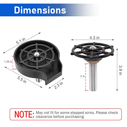 Glass Rinser for Kitchen Sink, Baby Bottle Cleaner with 5 High-Pressure Nozzles, Cup Washer for Sink with Hose, T-Adapter, Tape, and Rubber Gasket, Must Have Kitchen Sink Accessories